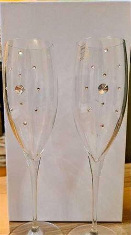 Фужеры для шампанского с кристаллами Swarowski
