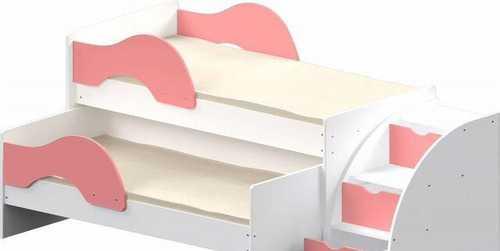 Кровать детская Матрешка выкатная с лестницей Белы
