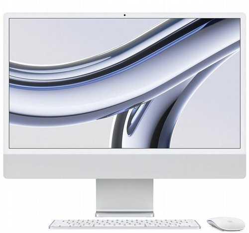 Моноблок Apple iMac 24" Retina 4,5K, M3, 8 Core CPU, 10 Core GPU, 8 гб, 256 гб SSD, серебристый