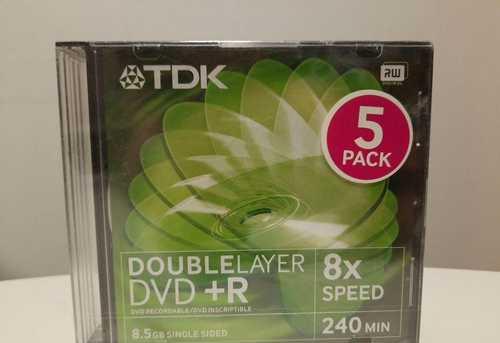 Болванки DVD+R 8.5GB 5шт Slim