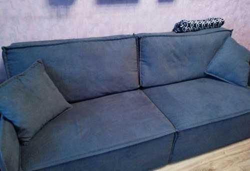 Прямой диван Велюр темно-синий лофт