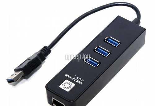 Хаб USB 5bites 3xUSB3.0 - RJ45 UA3-45-04BK Black