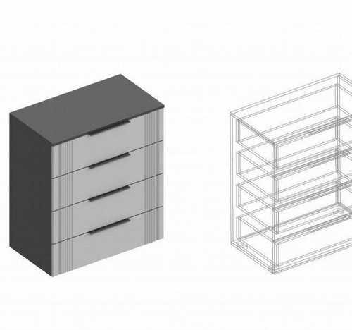 Комод Вита с 4 ящиками тёмно серый лофт