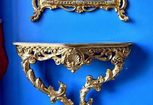 Полка, настенная консоль барокко античное золото