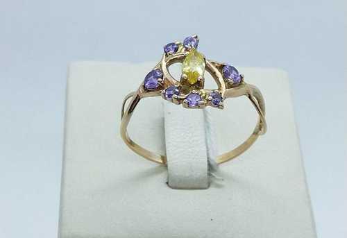 Золотое кольцо с камнями 585 (елец)