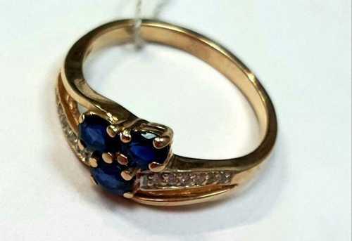 Золотое Кольцо с сапфиром,бриллиантом 17 р (24150)
