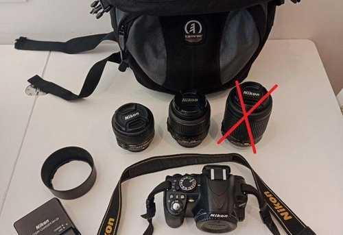 Зеркальный фотоаппарат Nikon D3100 + 2 объектива