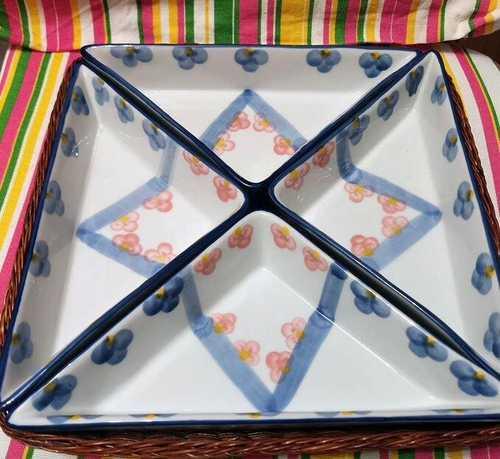 Набор салатников треугольных, менажница (керамика)