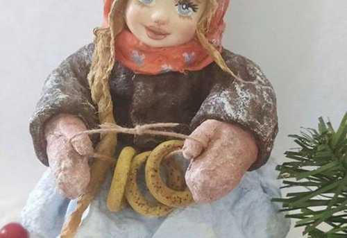 Елочные игрушки СССР ватная ёлочная кукла