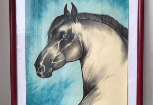 Картина с лошадью (пастель) Сияние морского бриза