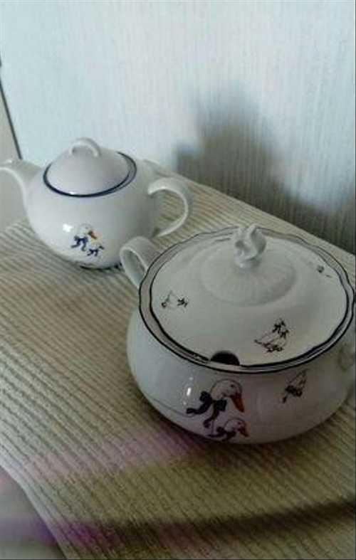 Супница и чайник. Гуси