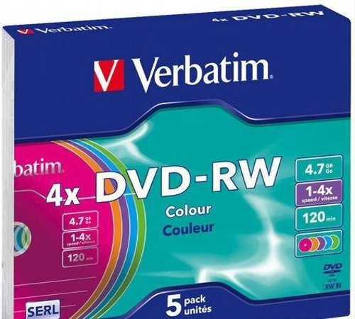Комплект Дисков Verbatim DVD-RW 4.7Gb slimсase 5шт