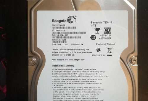 Продам seagate barracuda 1tb 7200.12 ST31000528AS