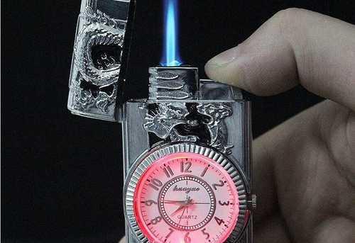 Турбо газовая Зажигалка часы с подсветкой (новый)