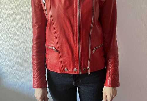 Куртка кожаная Zara М size осенняя байкерская крас