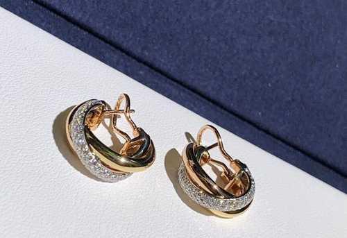 Серьги Cartier Trinity золото 750, бриллианты