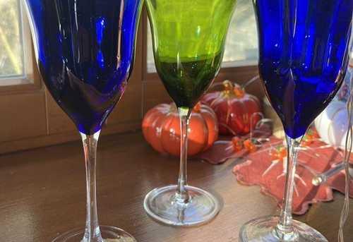 Бокалы для вина цветное стекло
