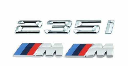 Комплект: шильдик BMW 235i + M-performance хром