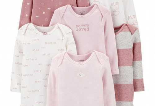 Новые розовые боди с длинным рукавом carters