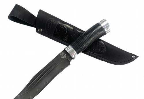 Нож Н7, черный дамаск (9хс-70С2ха), наборная кожа