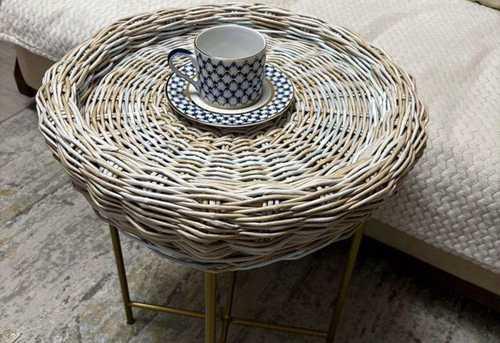 Плетёный кофейный столик ручной работы