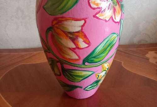 Нежная ваза для цветов, роспись