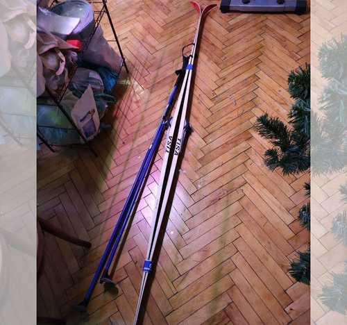 Лыжи tisa с палками fisher