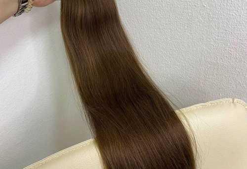 Детский срез темно русых волос, 65 см (352)