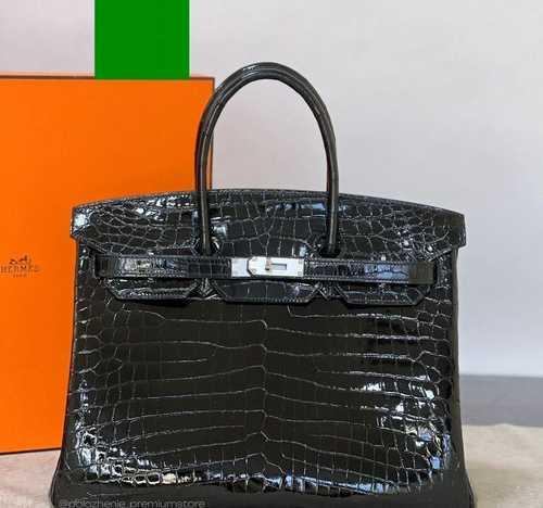 Сумка Биркин Hermes Birkin 35 Black Shiny Crocodil