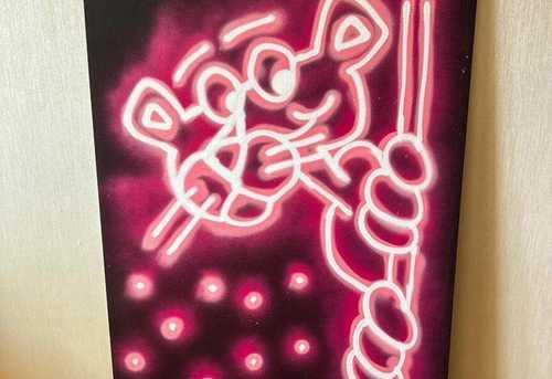 Картина Розовая пантера в стиле неоновое граффити
