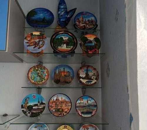 Тарелки сувенирные разные страны, дары с моря