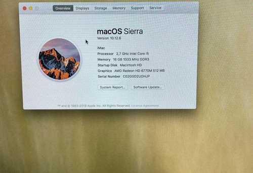 iMac 2011 27 1 tb 16gb i5