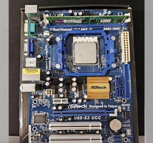 Asrock n68-s3 ucc, phenom ii x4 960t, 9500gt 1gb