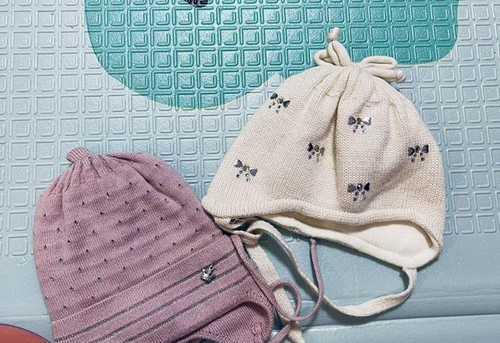 Теплые осенние шапочки для новорожденной