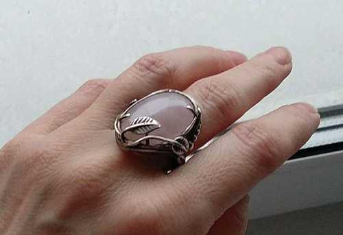 Перстень серебро розовый кварц 16,5