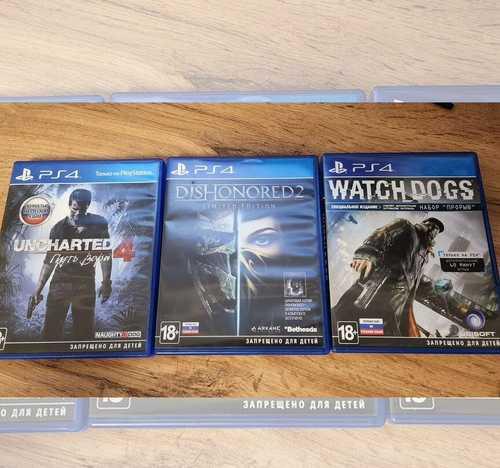 Игры ps4 Uncharted, Watchdogs Dishonored 2