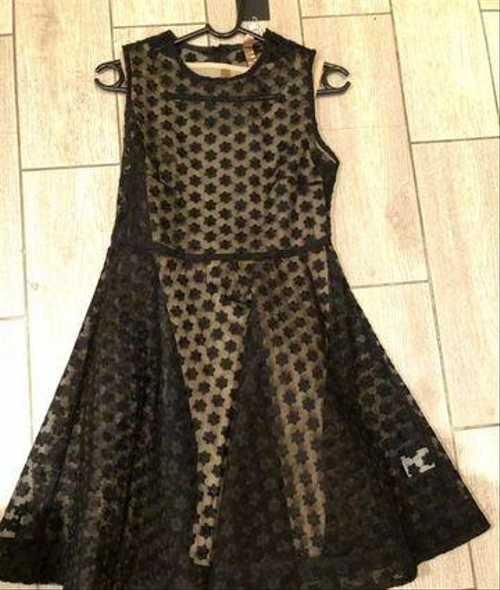 Новое черное пышное платье с биркой S