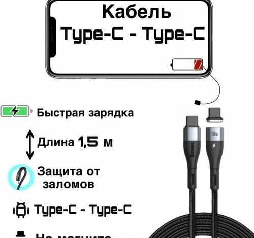 Кабель Type-C 100W 1.5m Zinc Magnetic Baseus