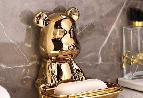 Мыльница для ванны/керамика Мишка BearBrick золото