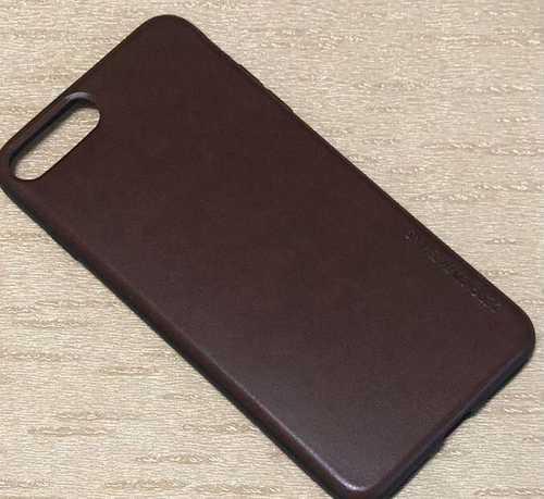 Чехол на iPhone 7 plus кожаный коричневый