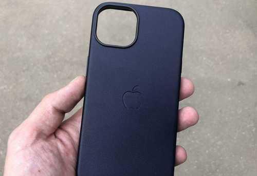 Чехол на iPhone 14 кожаный MagSafe синий