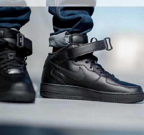 Кроссовки Nike Air Force 1'07 Classic Mid (Black)