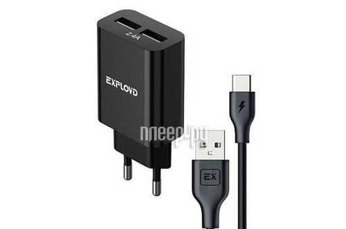 Exployd Easy 2хUSB - Type-C 2.4A Black EX-Z-1424