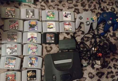 Nintendo 64 (Pal) 17 игр,2 геймпада,2 карты памяти