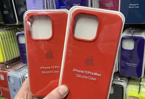 Чехол на iPhone 15/Pro/Max/Plus Silicone красный
