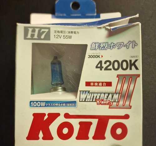 Лампа галогенная koito H7 Whitebeam 4200K 12V 55W