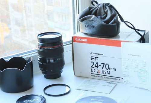 Объектив Canon EF 24-70 f2.8 L USM + фильтр/бленда