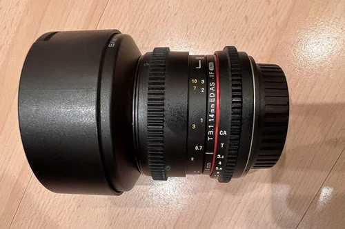 Объектив Samyamg 14mm T 3.1 EF Canon