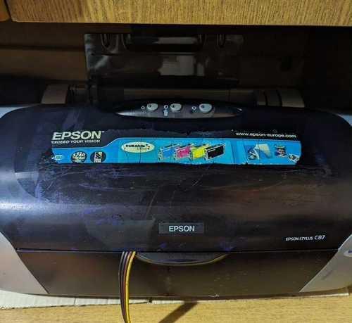 Струйный принтер Epson C87 с установленной снпч