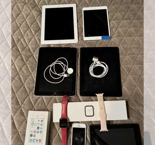 iPad 1, 2, 4, mini, iPhone 5s, apple watch 4